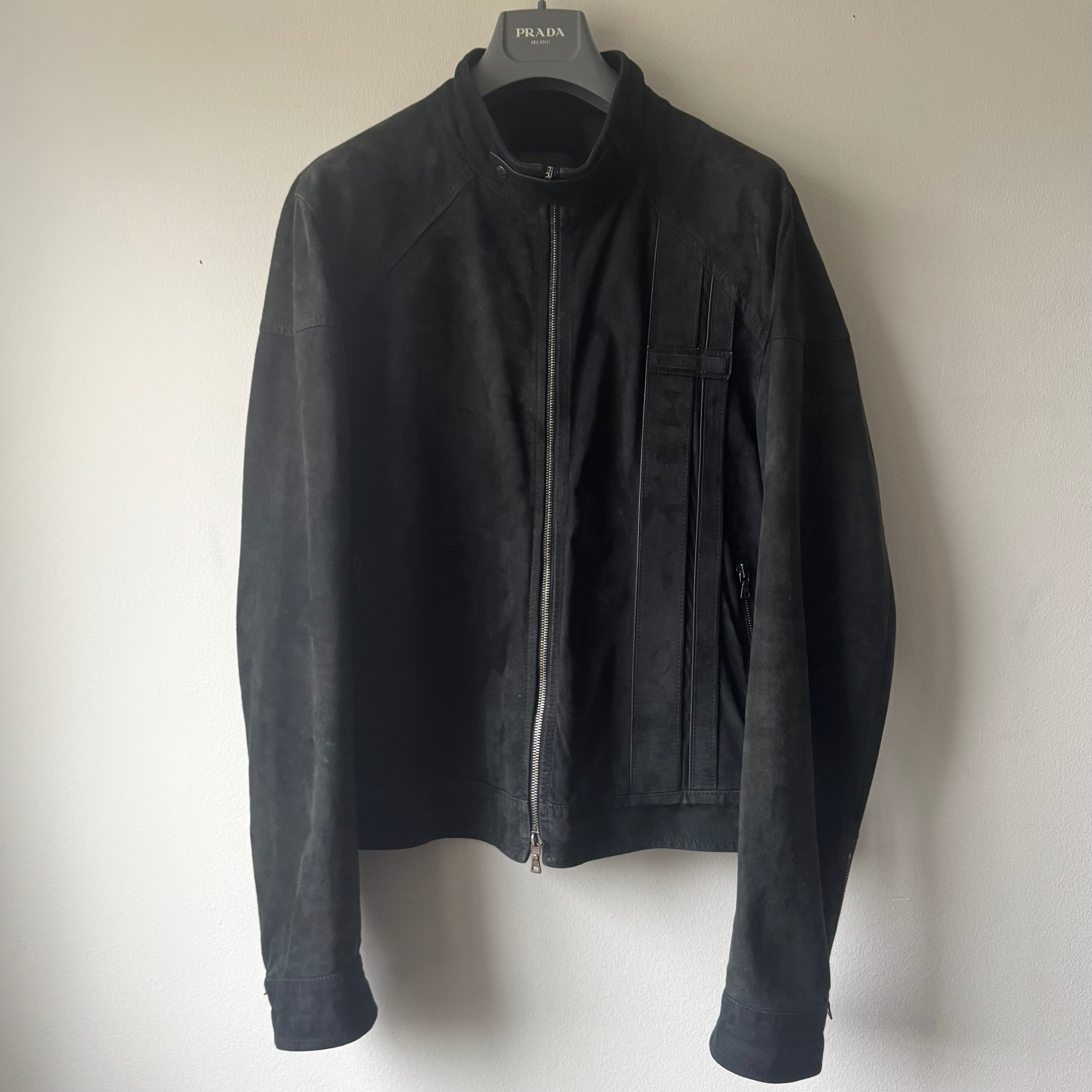 Prada 2000’s Nubuck Leather Café Racer Moto Jacket – Recollected Sweden